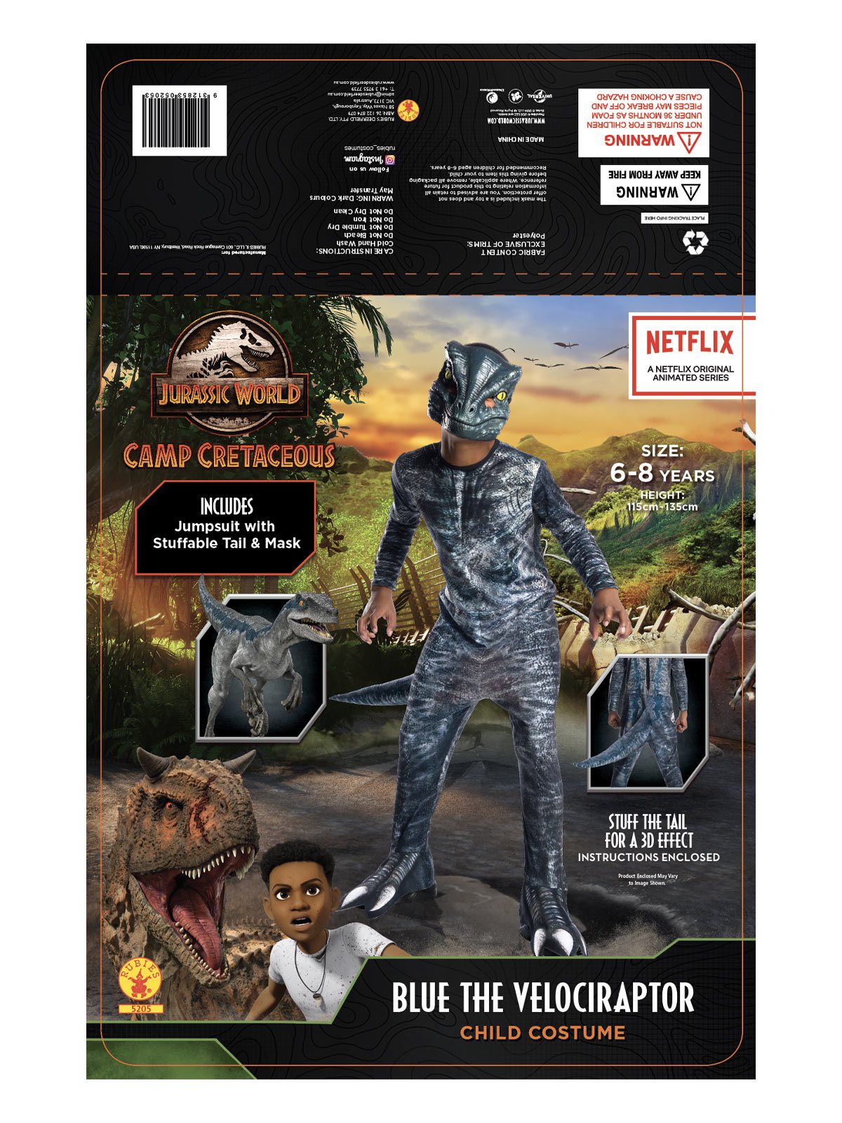 Velociraptor Blue Costume For Kids Jurassic World Camp Cretaceous velociraptor-blue-costume-for-kids-jurassic-world-camp-cretaceous